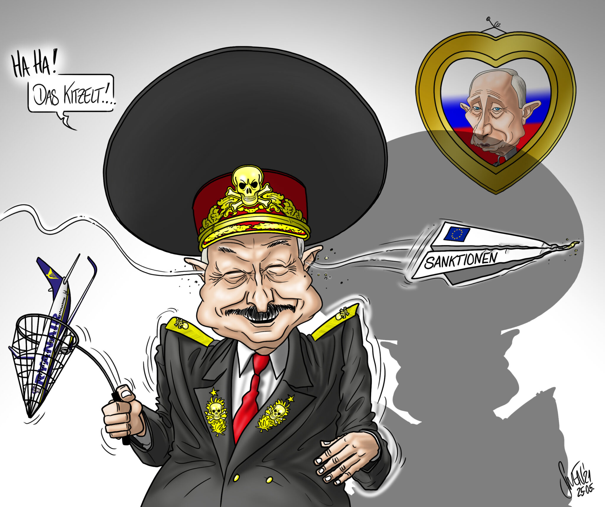 Lukaschenko amüsiert - Cartoon von Swen - Wer braucht schon Satire?